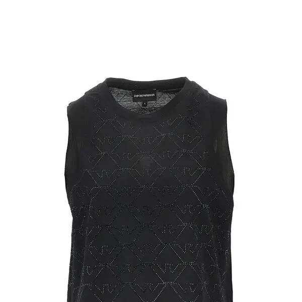 Emporio Armani Sleeveless Rhinestone Eagle Motif Tank Top
