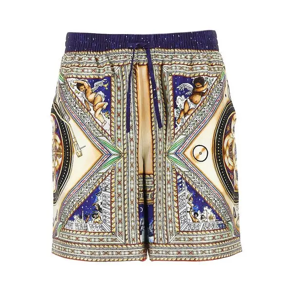 Casablanca Silk Twill "plafond Orne De Musique" Motif Shorts
