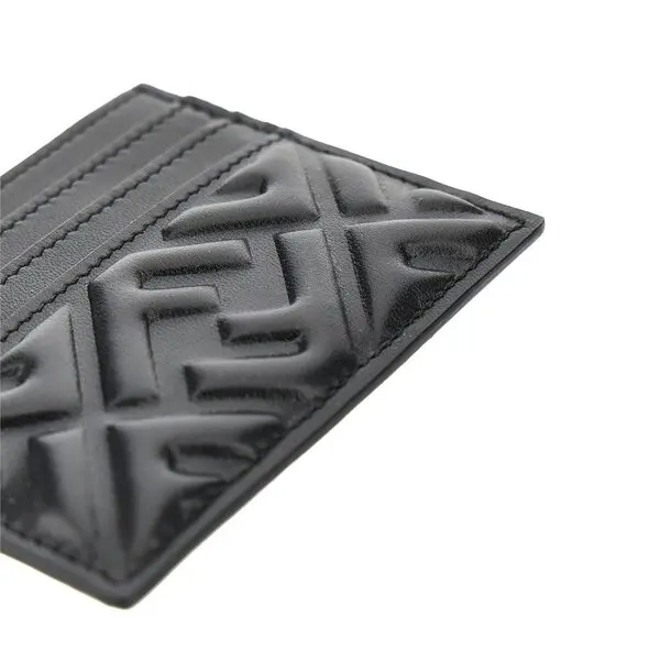 Fendi Leather Cardholder With Embossed Ff Motif - Black