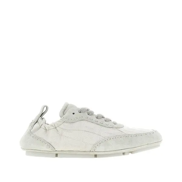 Fendi Ff Jacquard Nylon And Suede Sneakers - Grey