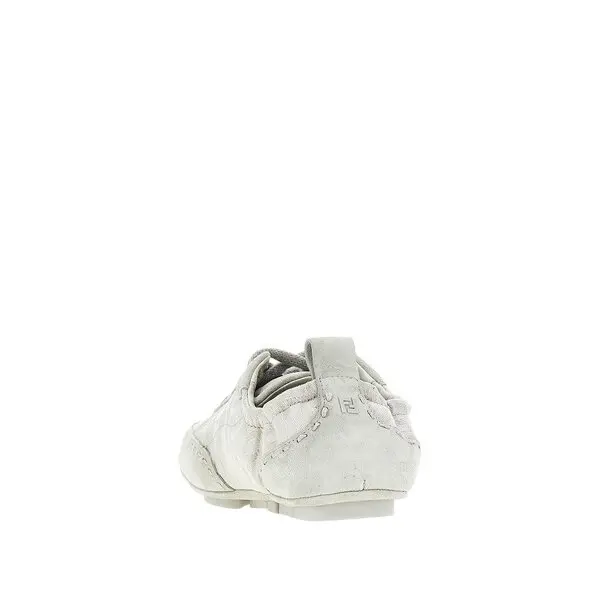 Fendi Ff Jacquard Nylon And Suede Sneakers - Grey