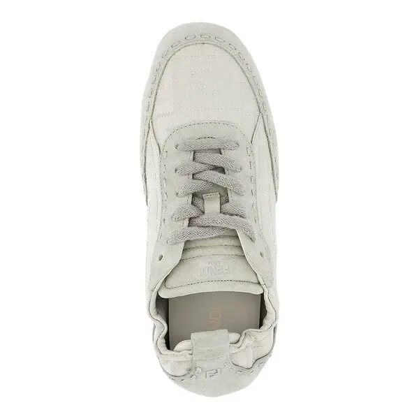Fendi Ff Jacquard Nylon And Suede Sneakers - Grey