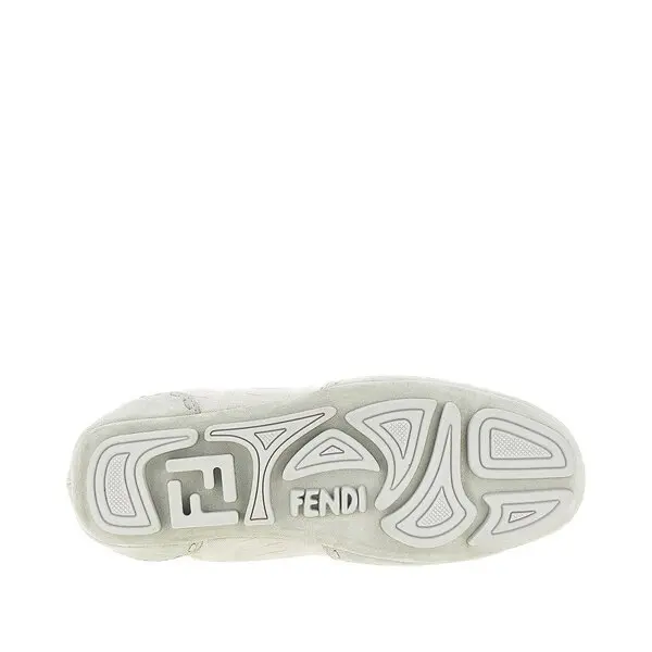 Fendi Ff Jacquard Nylon And Suede Sneakers - Grey