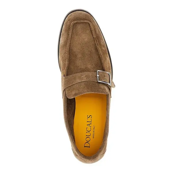 DOUCAL'S Suede Leather Buckled Strap Loafers