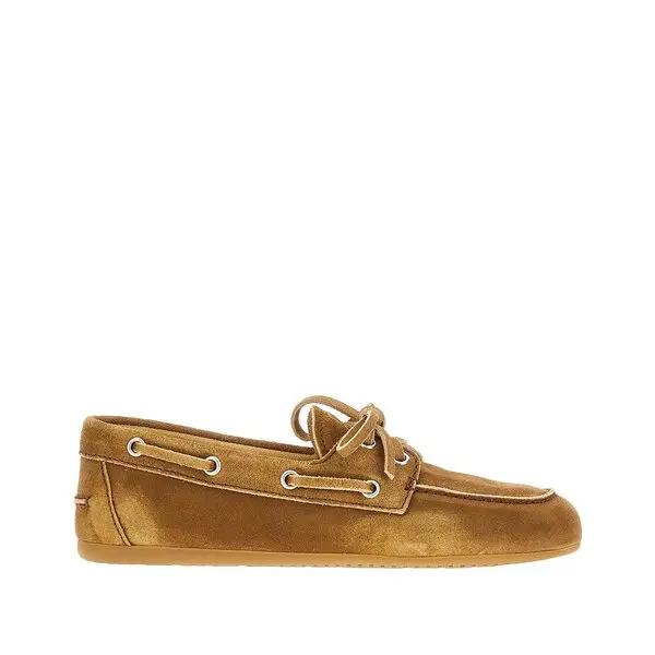 Miu Miu Suede Leather Deck Shoes - Brown