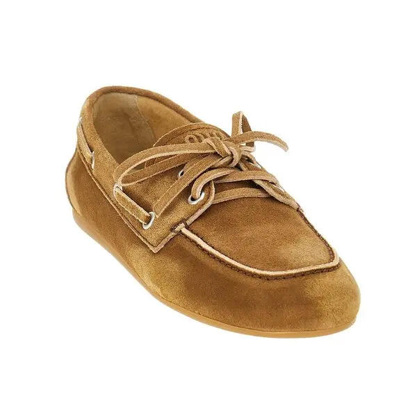 Miu Miu Suede Leather Deck Shoes