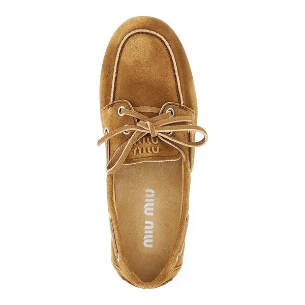 Miu Miu Suede Leather Deck Shoes