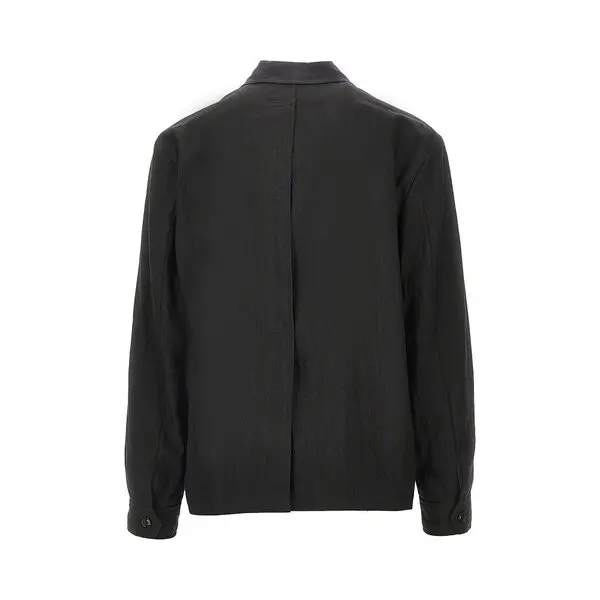 Our Legacy Linen-blend Bowling Collar Jacket - Black
