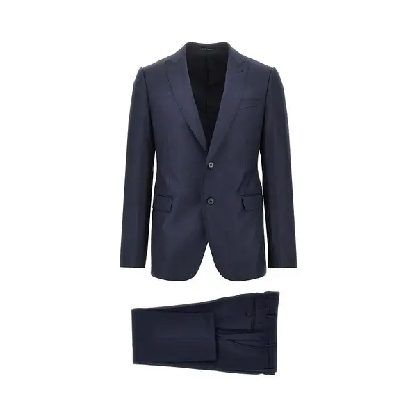Emporio Armani Jacquard Wool M Line Suit - Blue