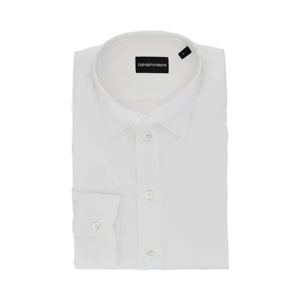 Emporio Armani Tretch Cotton Twill Hirt - White