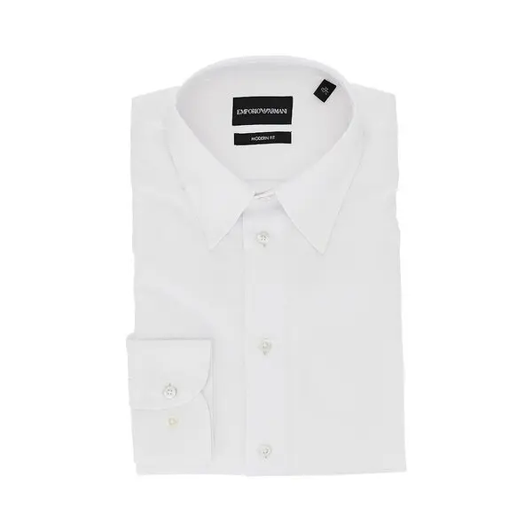 Emporio Armani Cotton Twill Modern Fit Shirt - White