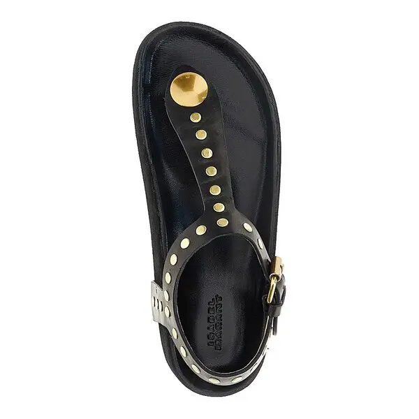 Isabel Marant Étoile Enore Leather Thong Sandals With Stud Embellishments - Black