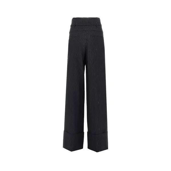 Fendi High-rise Wide Leg Pinstriped Wool-blend Pants