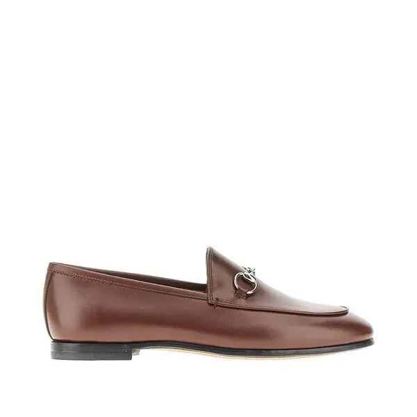 Gucci Jordaan Leather Loafers With Horsebit Detail - Brown