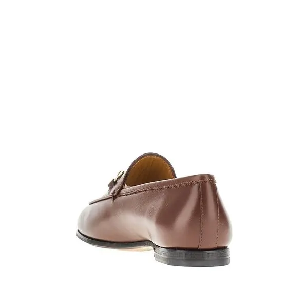 Gucci Jordaan Leather Loafers With Horsebit Detail - Brown