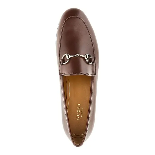 Gucci Jordaan Leather Loafers With Horsebit Detail - Brown