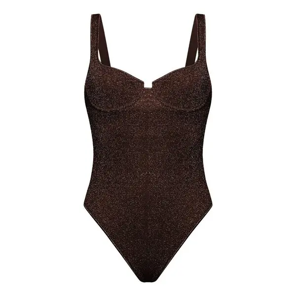Oseree Lumière Balconette Maillot One-piece Swimsuit - Brown