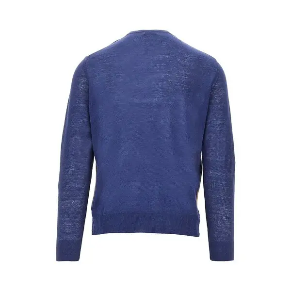 BALLANTYNE Linen And Cotton Jacquard Lozenge Crewneck Sweater