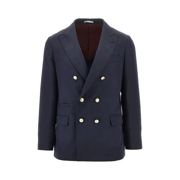 Brunello Cucinelli Silk And Linen Blend Twill Double-breasted Jacket