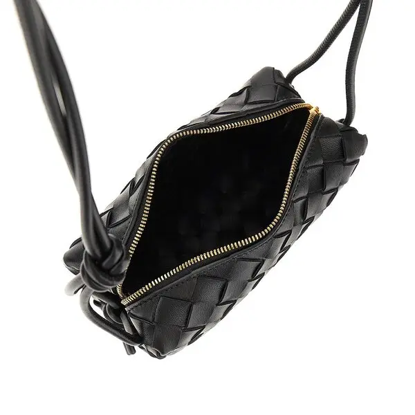 Bottega Veneta Intrecciato Leather Mini Loop Bag - Black