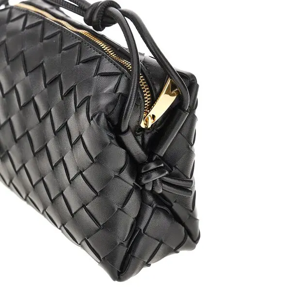 Bottega Veneta Intrecciato Leather Mini Loop Bag - Black