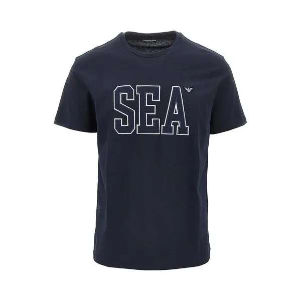 Emporio Armani Sea Embroidery Swimwear T-shirt - Blue