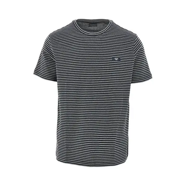 Emporio Armani Striped Cotton Swimwear T-shirt - Blue