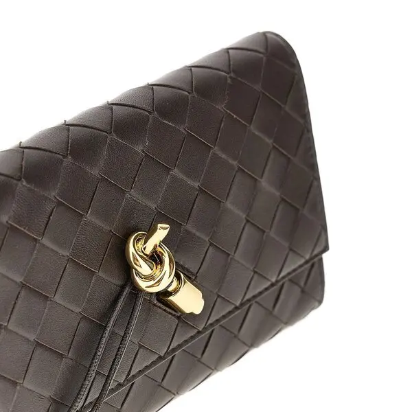 Bottega Veneta Intrecciato Nappa Leather Andiamo Pouch - Brown
