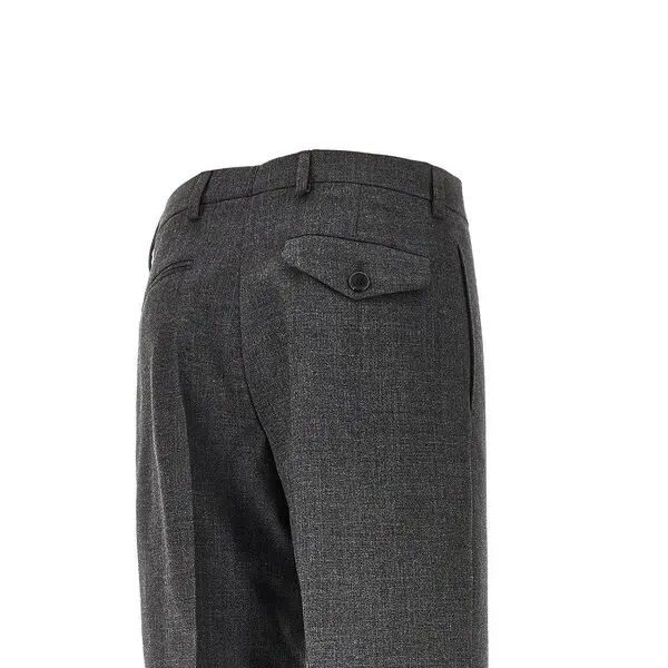 Prada Wool Canvas Tailored Pants With Pleats