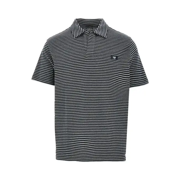 Emporio Armani Striped Cotton Swimwear Polo Shirt - Blue