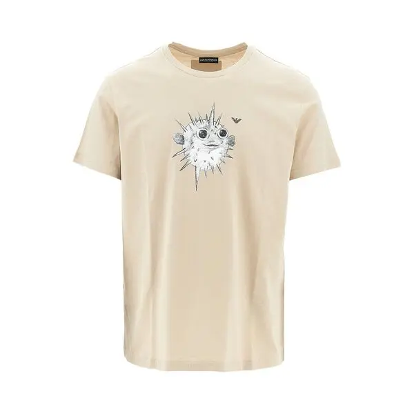 Emporio Armani Sea Animas Print Swimwear T-shirt - Beige