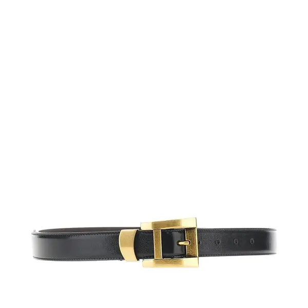 Versace Leather Belt With Gold-tone Logo Detail - Black