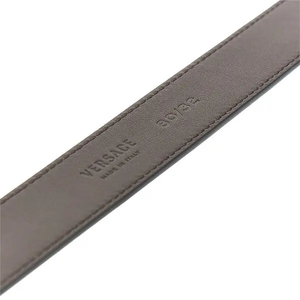Versace Leather Belt With Gold-tone Logo Detail - Black
