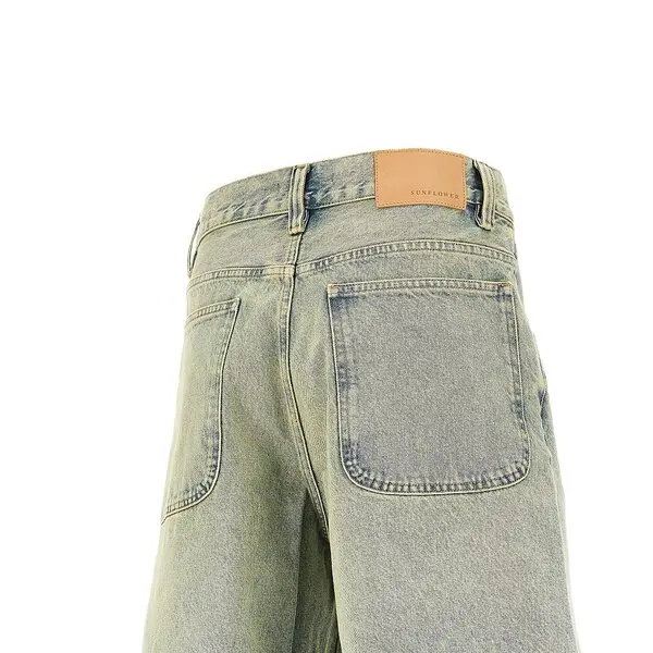 SUNFLOWER Super Wide Leg Denim Bermuda Shorts