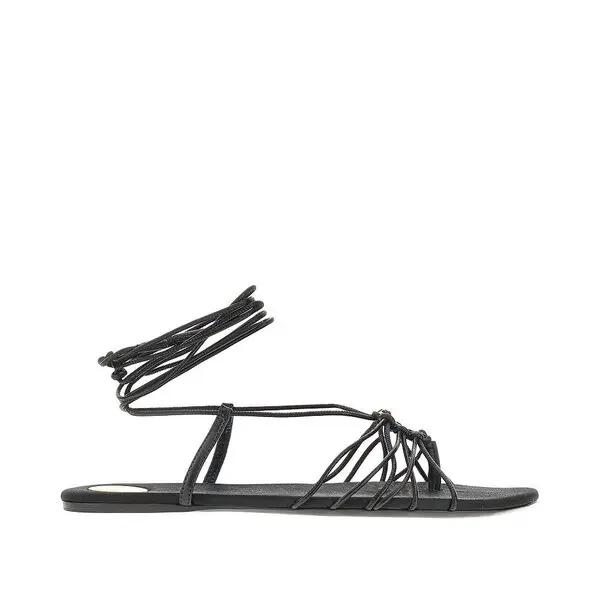 Saint Laurent Leather Flat Sandals With Cassandre Logo - Black