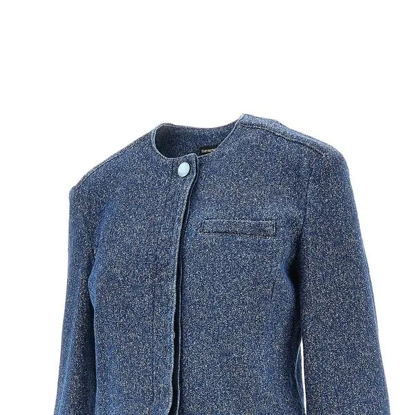 Emporio Armani Cropped Denim Jacket With Frayed Hem