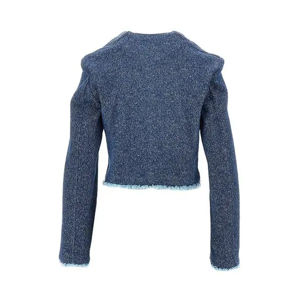 Emporio Armani Cropped Denim Jacket With Frayed Hem