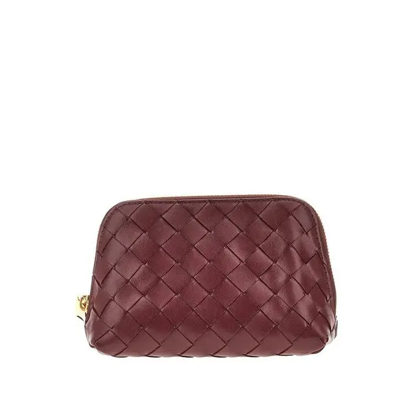 Bottega Veneta Intrecciato Leather Pouch - Red