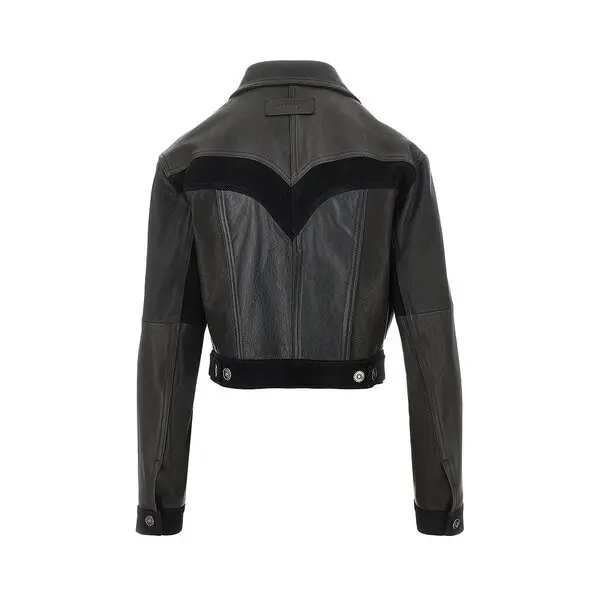 Versace Cropped Leather Jacket With Suede Inserts