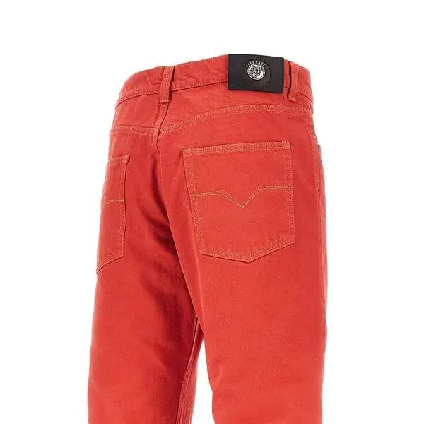 Versace Colored Cotton Denim Straight Leg Jeans