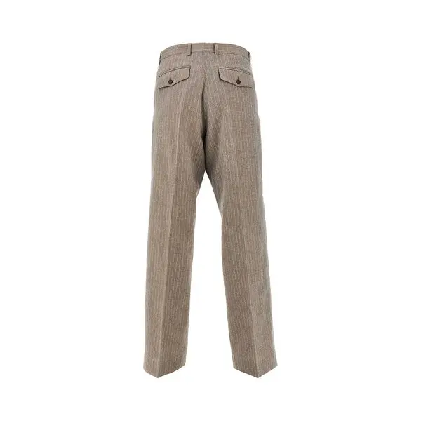 SUNFLOWER Linen And Wool Blend Wide Leg Pinstripe Pants
