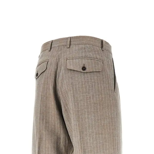 SUNFLOWER Linen And Wool Blend Wide Leg Pinstripe Pants