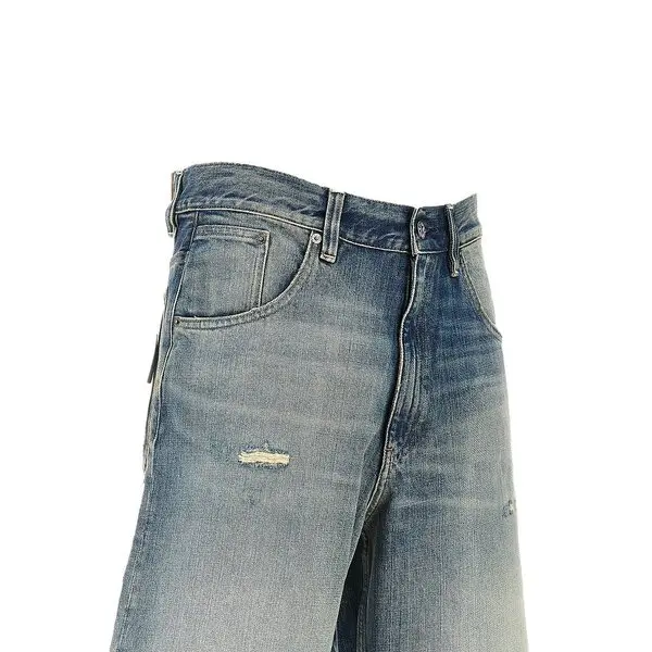 SUNFLOWER Super Wide Leg Denim Bermuda Shorts - Blue