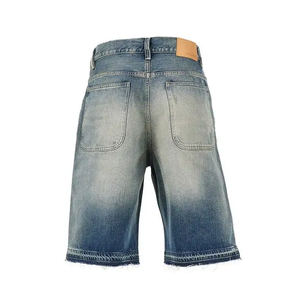 SUNFLOWER Super Wide Leg Denim Bermuda Shorts - Blue
