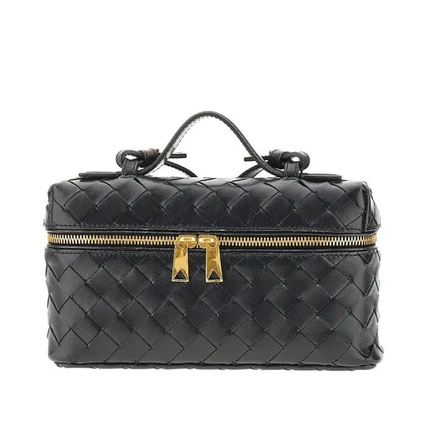 Bottega Veneta Leather Vanity Case Bag - Black