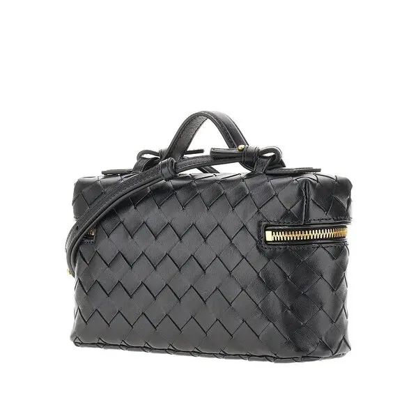 Bottega Veneta Leather Vanity Case Bag - Black