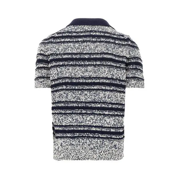 AMARANTO Striped Mouliné Knitted Polo Shirt