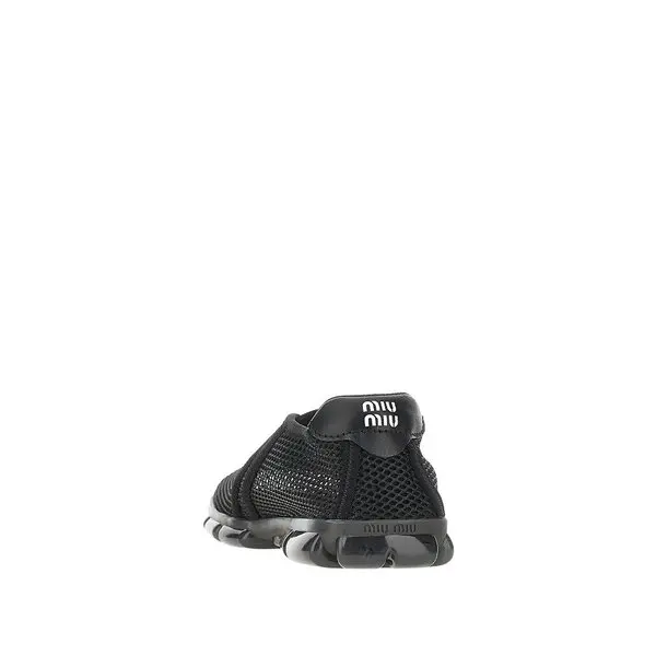 Miu Miu Mesh Sneakers With Logo Detail - Black