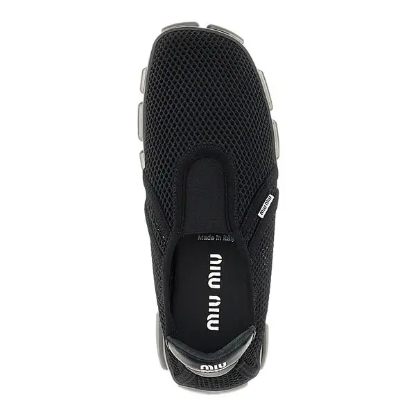 Miu Miu Mesh Sneakers With Logo Detail - Black