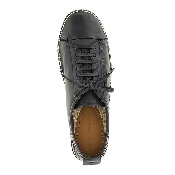Emporio Armani Nappa Leather Lace-up Espadrilles